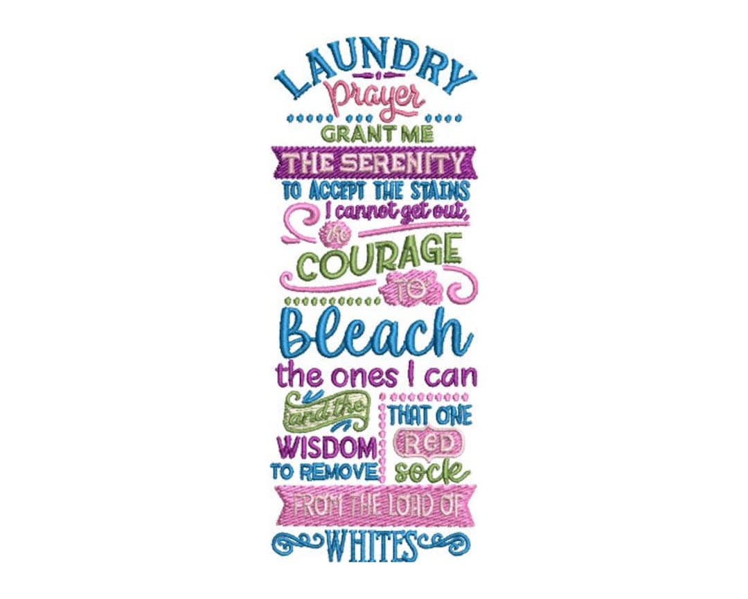 Laundry Prayer Embroidery - Embroidery Blessings - Tidy Home Embroidery ...