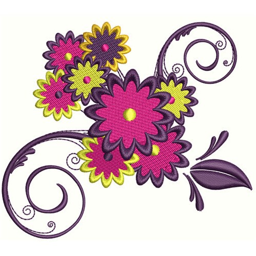 Colorful Flower Machine Embroidery Design / Floral Petals - Etsy