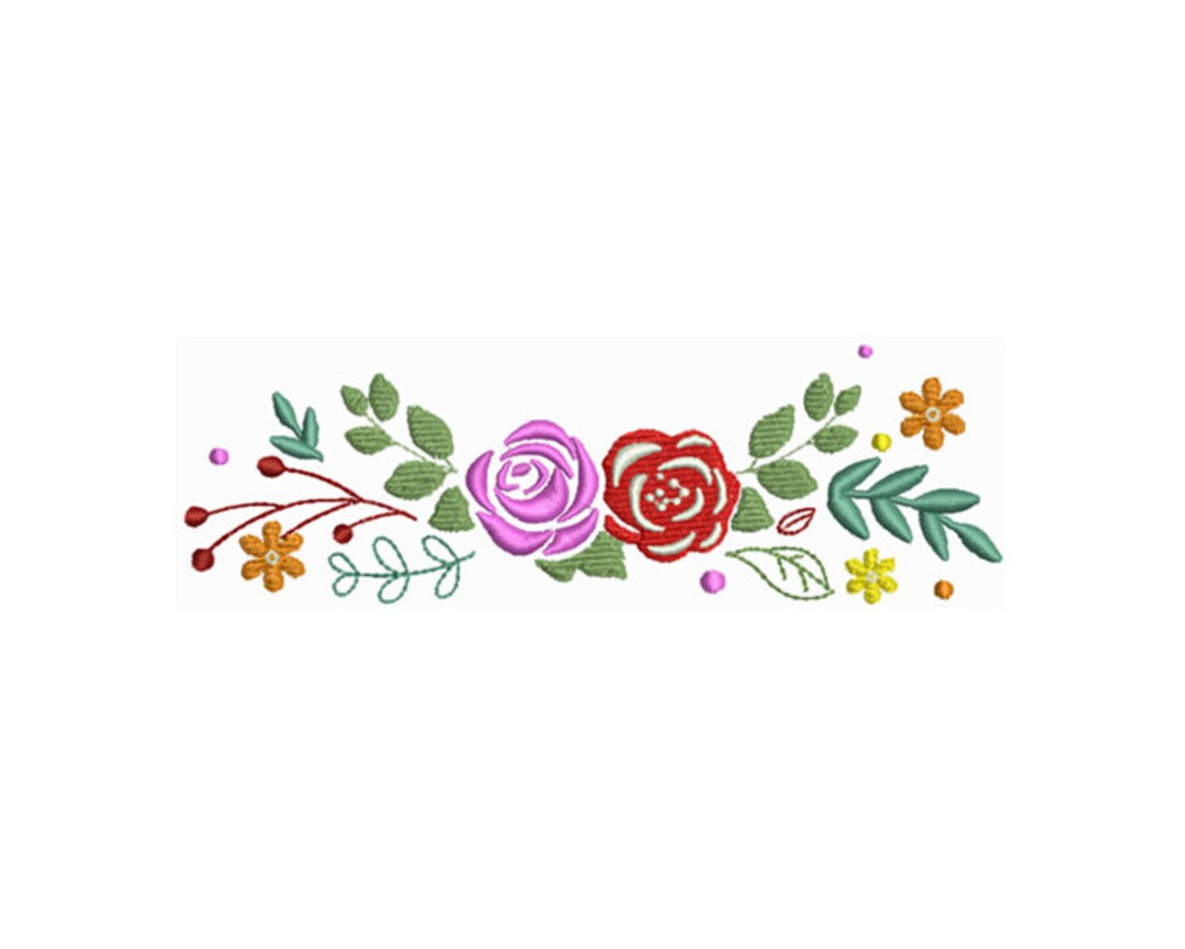 Rose Border - Machine Embroidery Design - 2 Sizes - Etsy