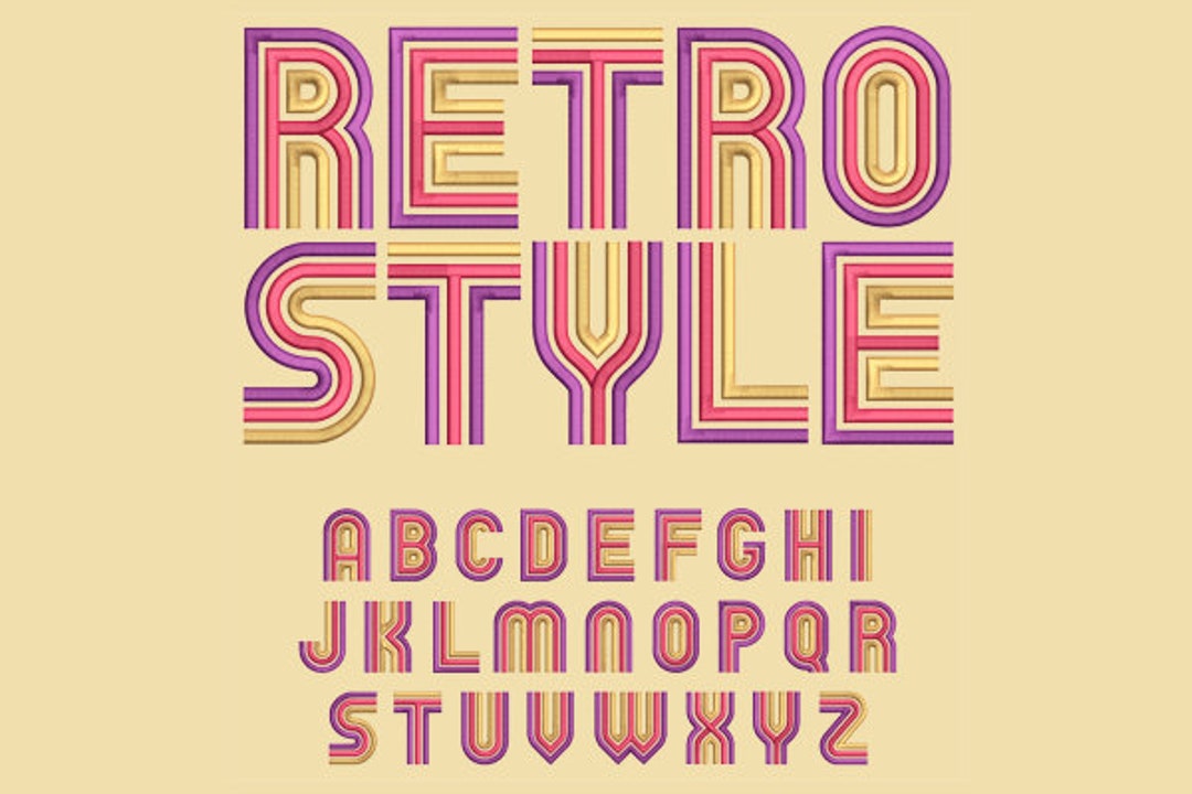 Retro Embroidery Design Fonts Alphabets All Formats Instant Downloads ...