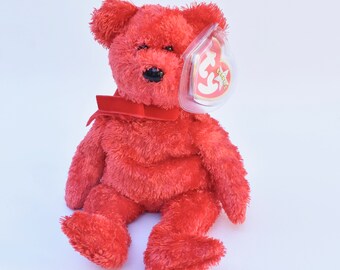 Ty Red Beanie Bear - Etsy
