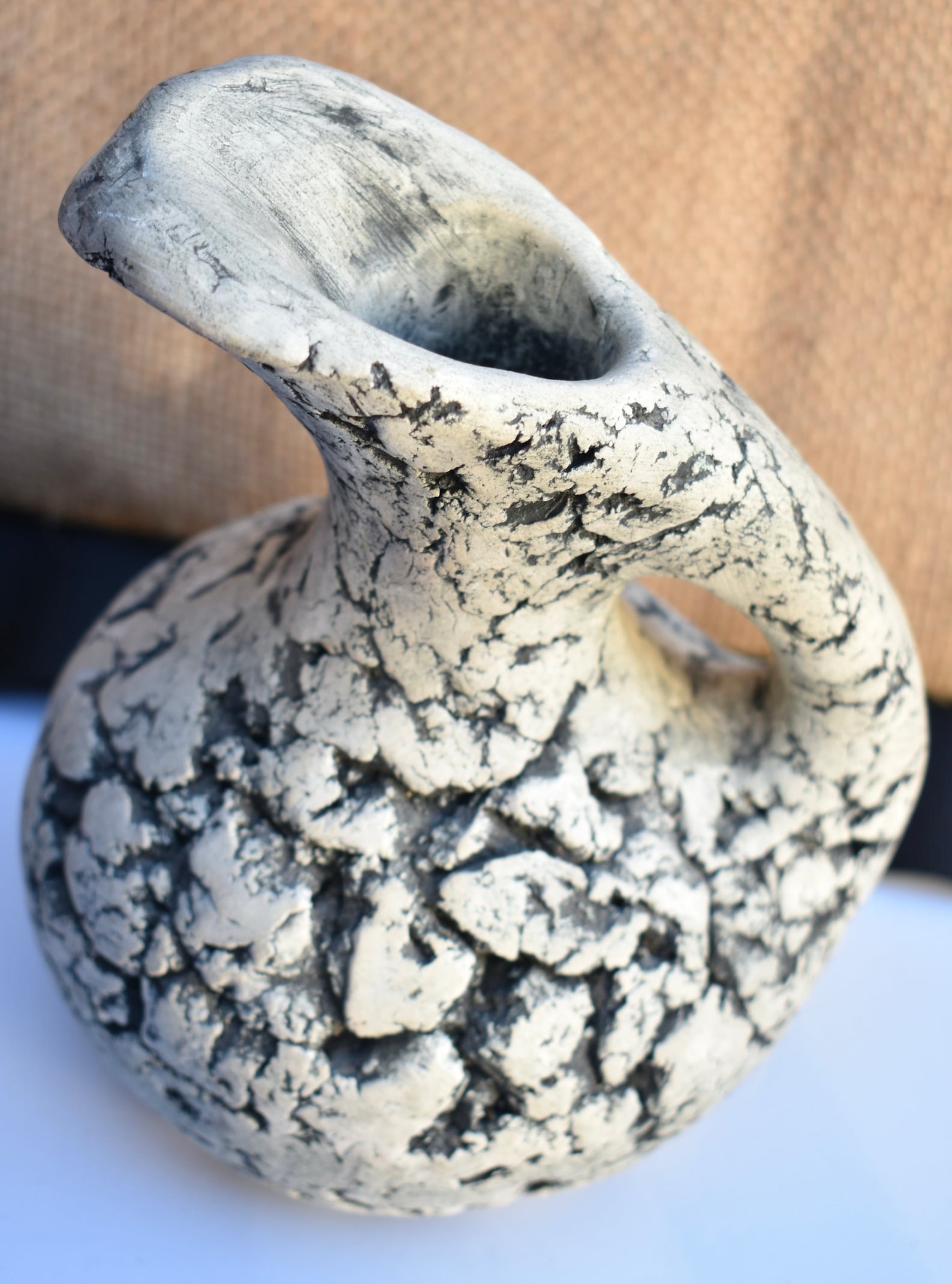 Stan Langwait Mt St Helens Volcanic Ash Art Pottery Pitcher Black ...