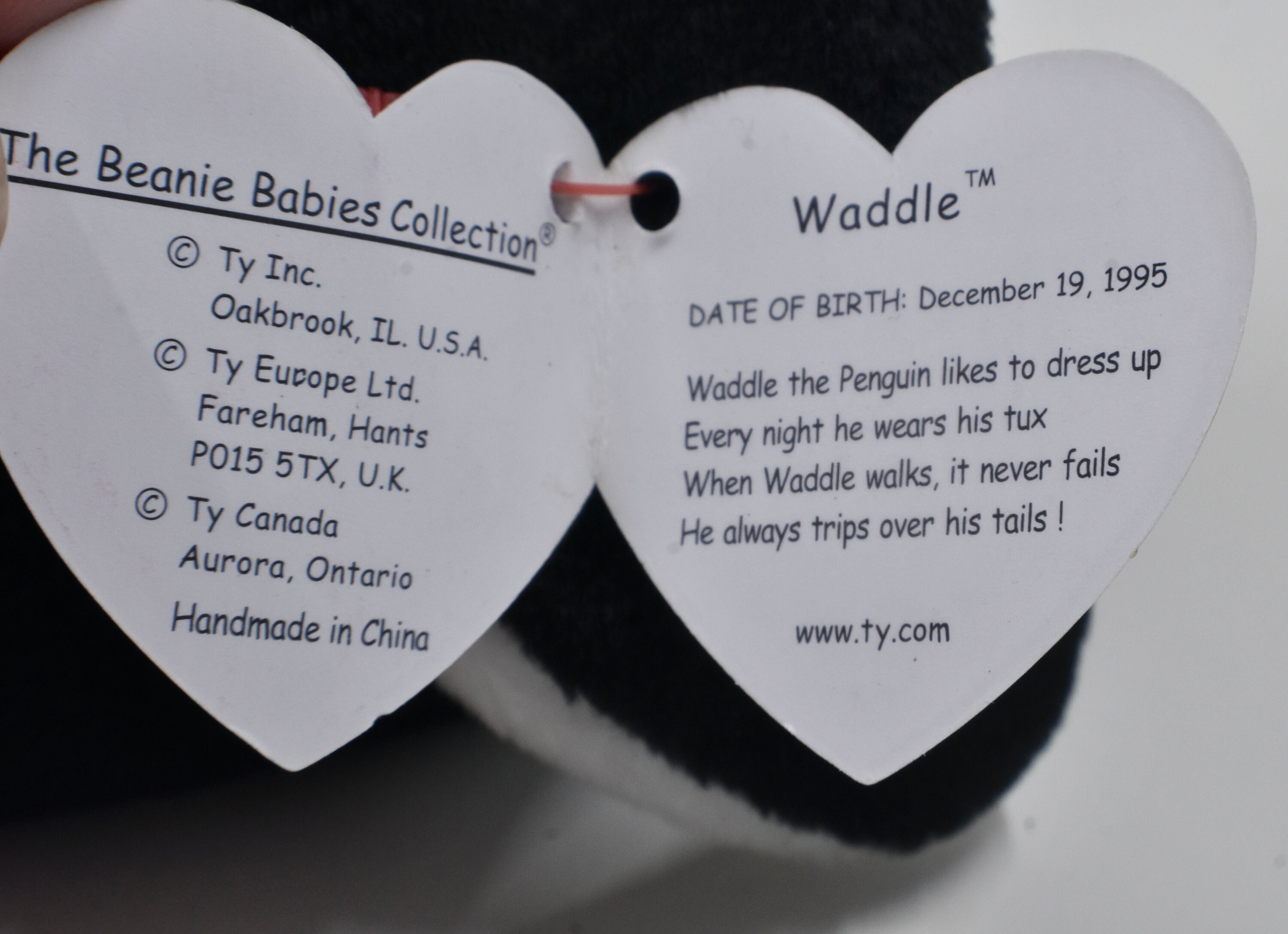 Ty Beanie Baby Waddles the Penguin Beanie Babies Retired 1995 Both Tags ...