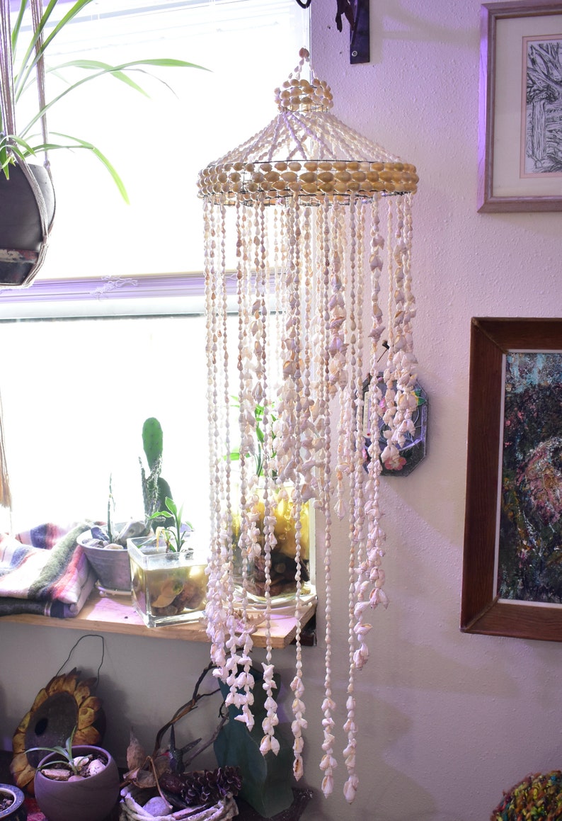 Vintage Cowrie Sea Shells Cascading Hand Made Chandelier - Etsy