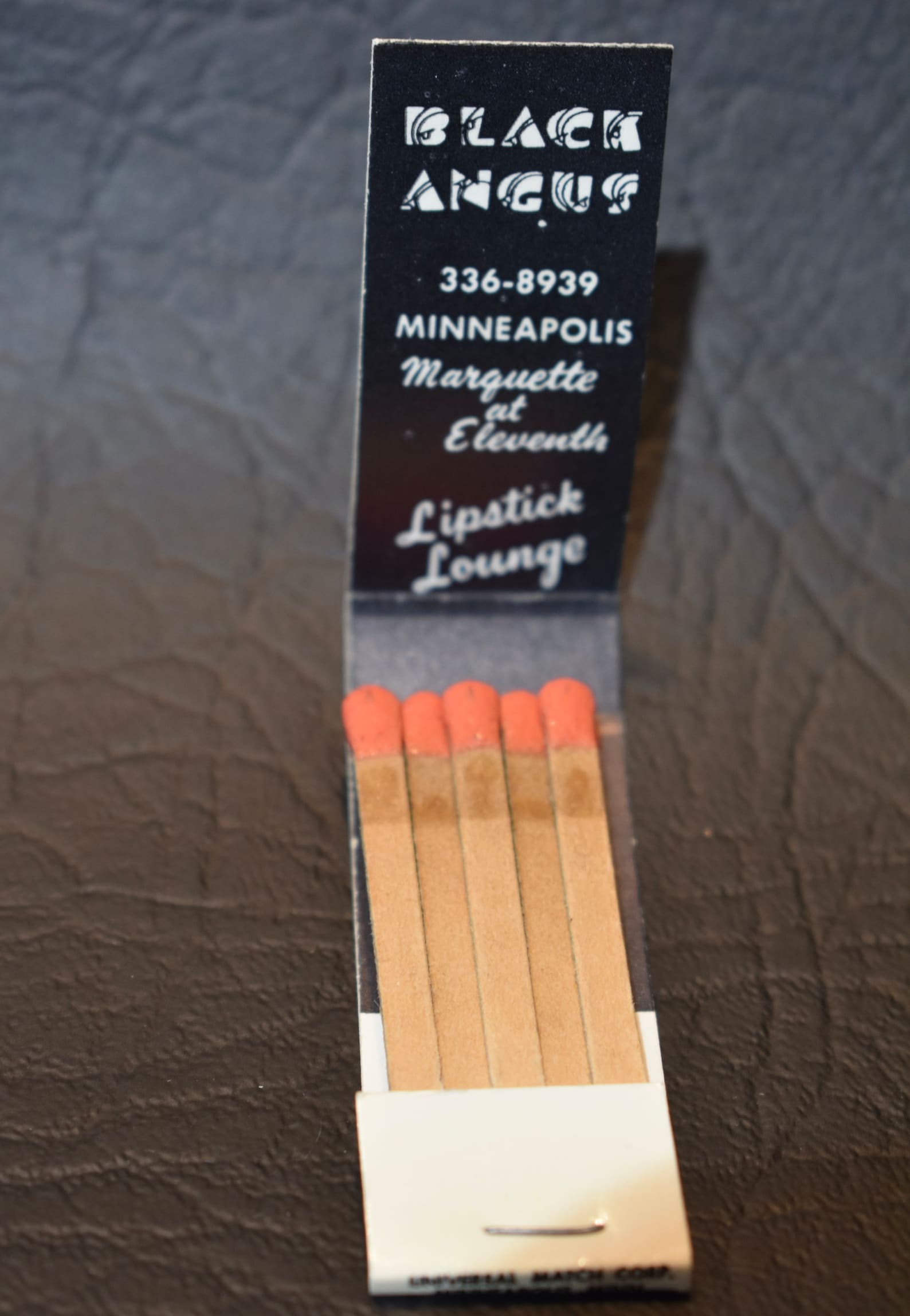 Vintage Lip Stick Lounge Un-struck Matchbook Black Angus Minneapolis ...