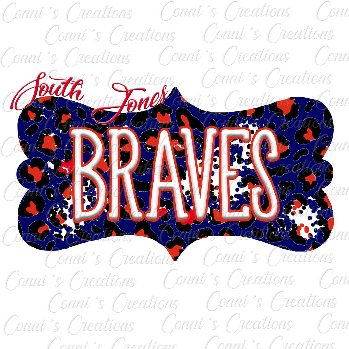2 for 1-south Jones Braves Leopard Print Digital Sublimation Designs ...