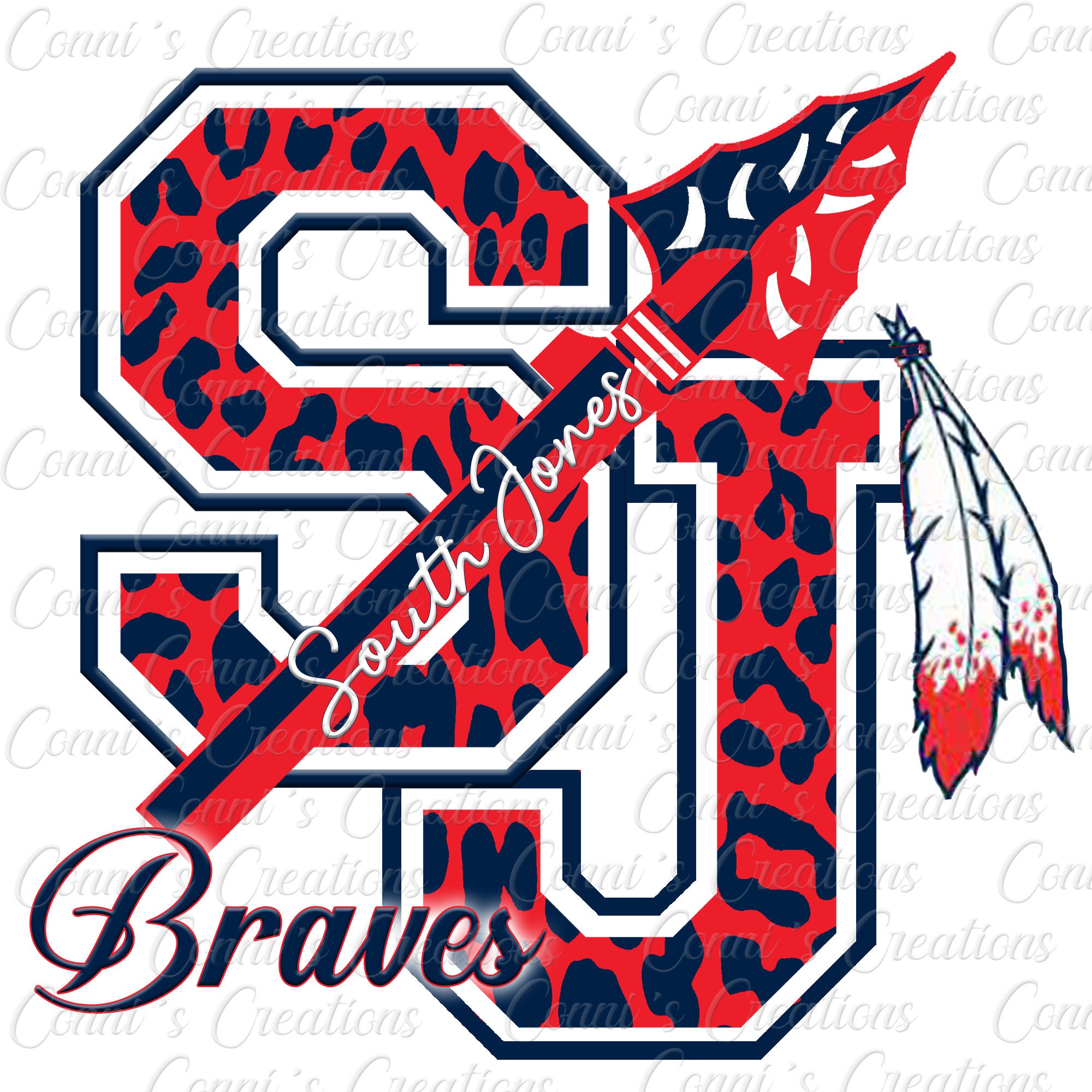 South Jones Braves leopard Digital Sublimation Design png | Etsy