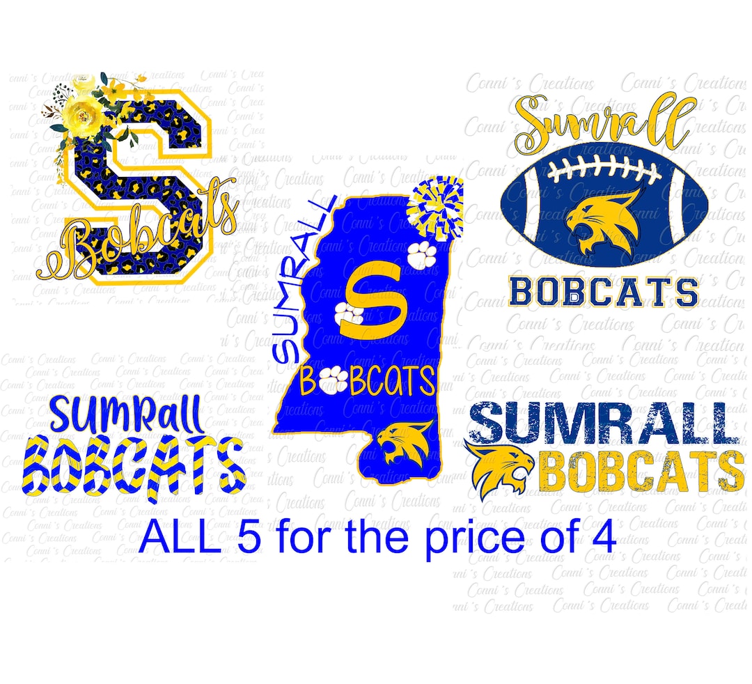 FIVE Sumrall Bobcats Sublimation Digital Designs in One Collection ...