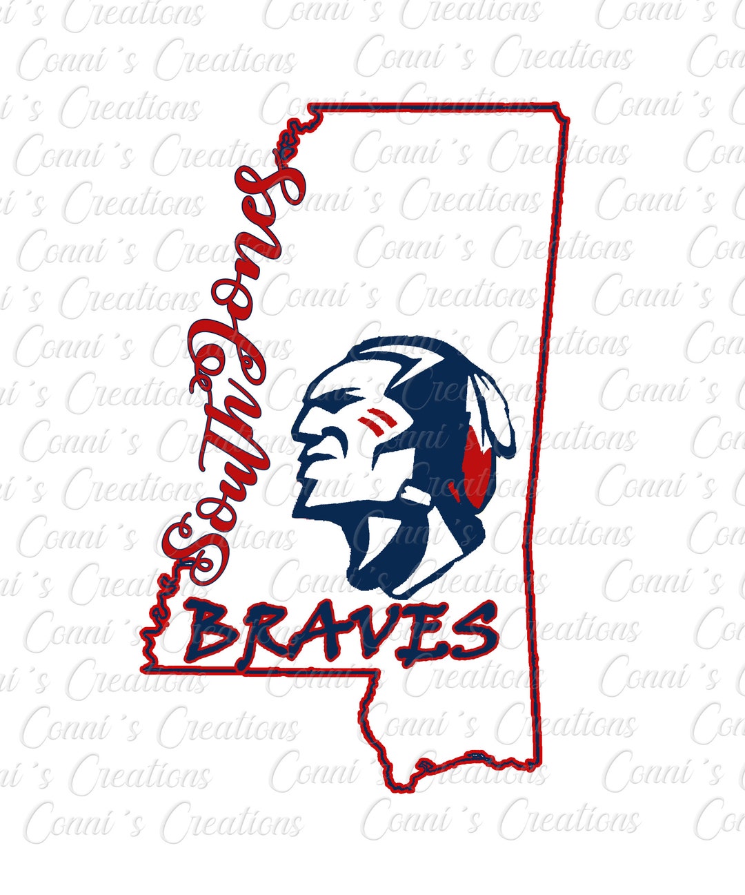 South Jones Braves -mississippi-digital Sublimation Design - Png - Etsy