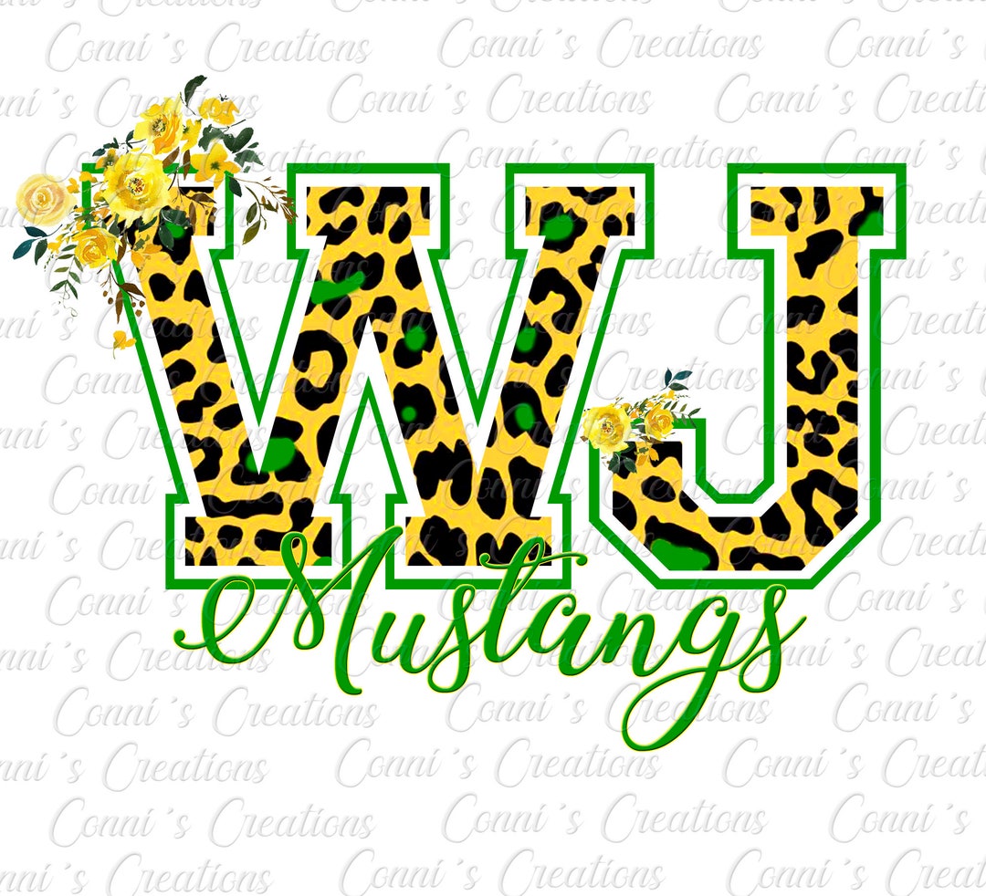 West Jones Mustangs Leopard Print Sublimation Digital Design - Png - Etsy