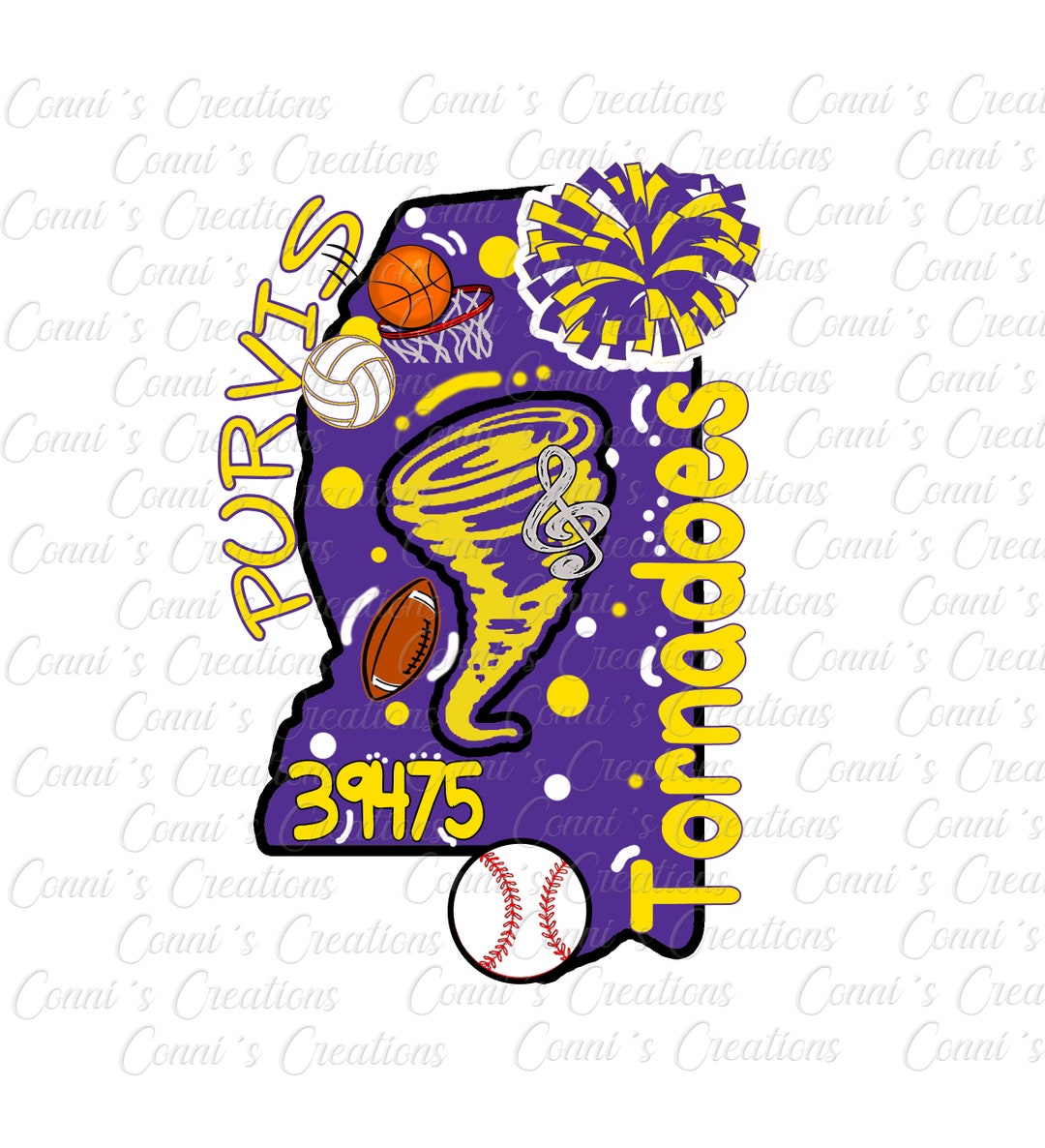 Purvis Tornadoes Digital Sublimation Design -png - Etsy