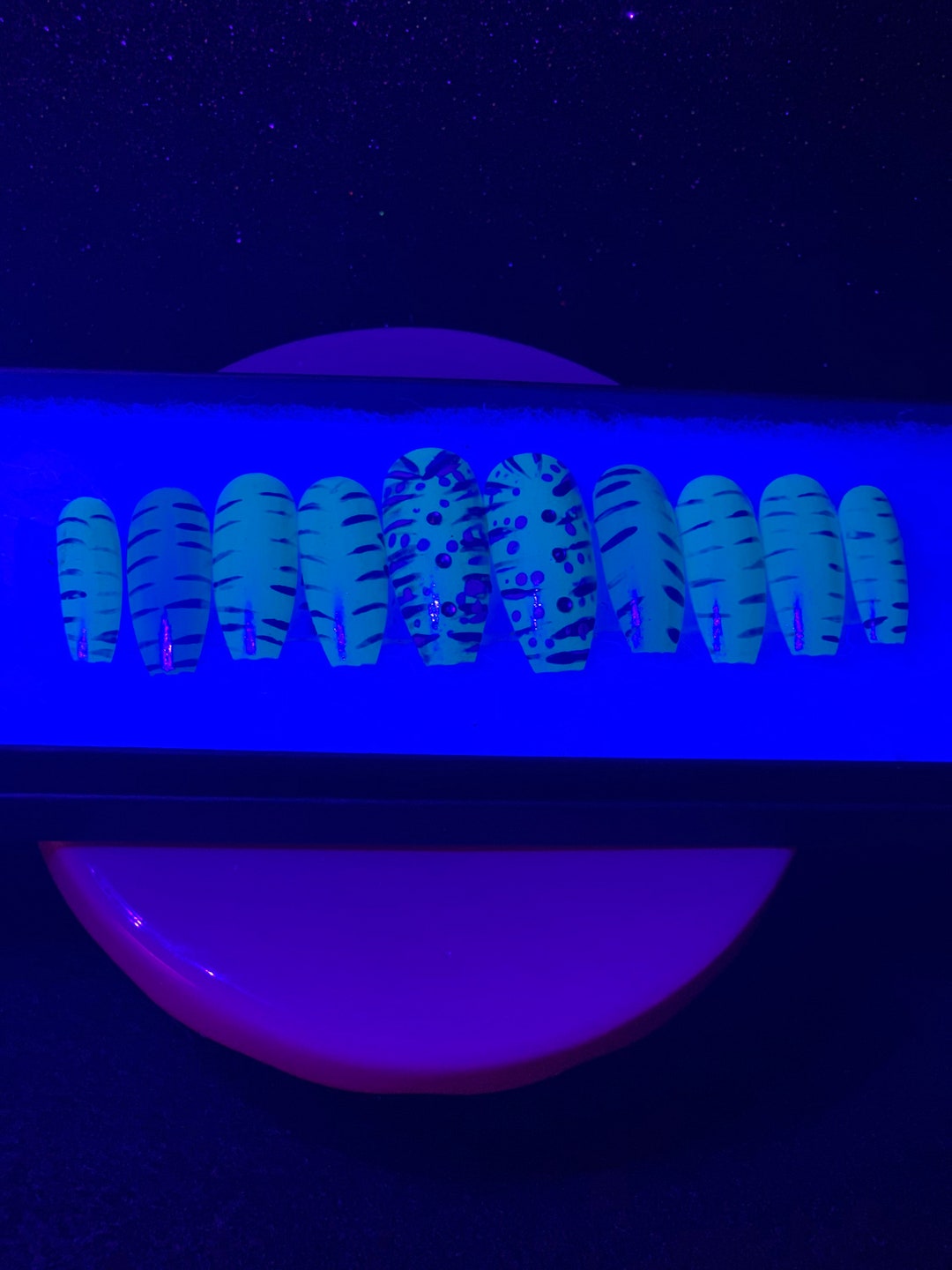 Na’vi Inspired Nail Set Inspired Avatar /glow Nails/ Black Light Nails ...