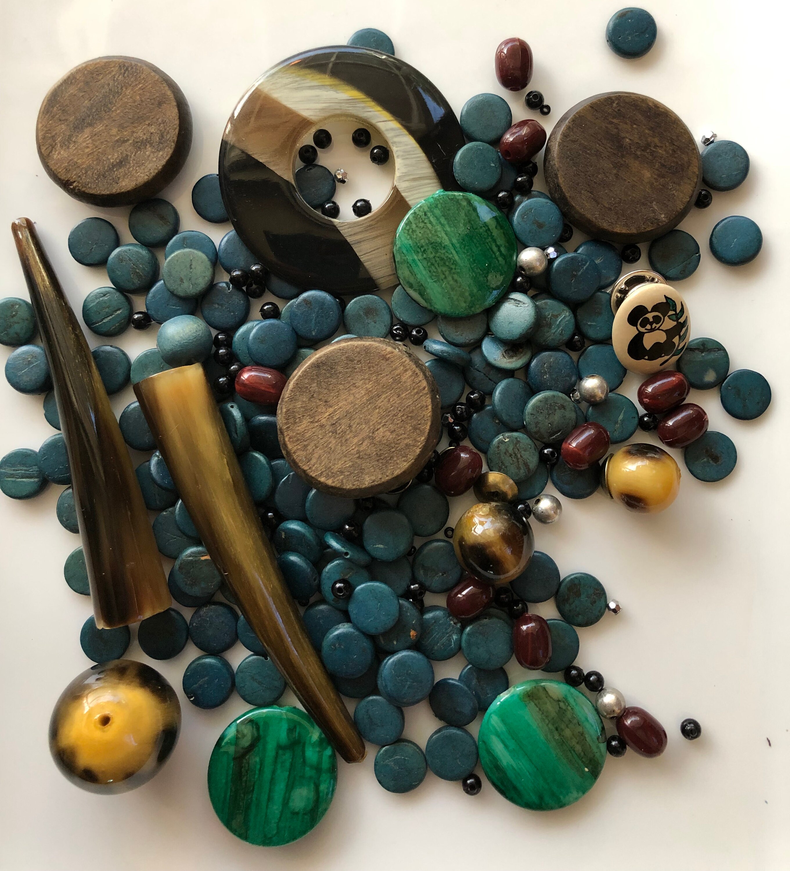 Tribal, Tribal Look, Vintage Beads, Wooden Beads, Malachite Look Beads ...