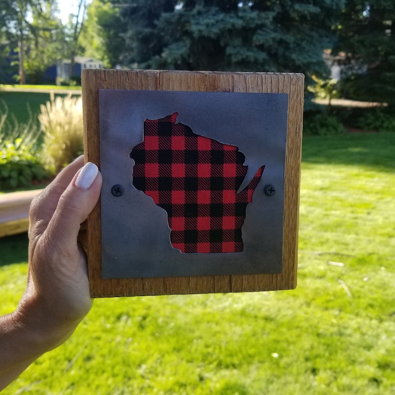 Wisconsin Rustic Small Sign Metal on Wood Northwoods Collection - Etsy