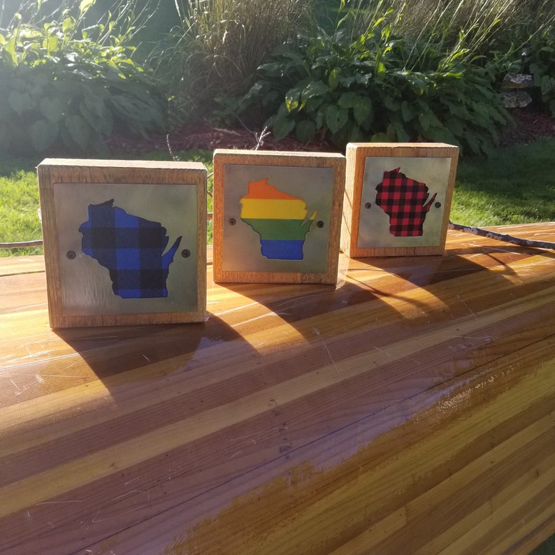 Wisconsin Rustic Small Sign Metal on Wood Northwoods Collection - Etsy