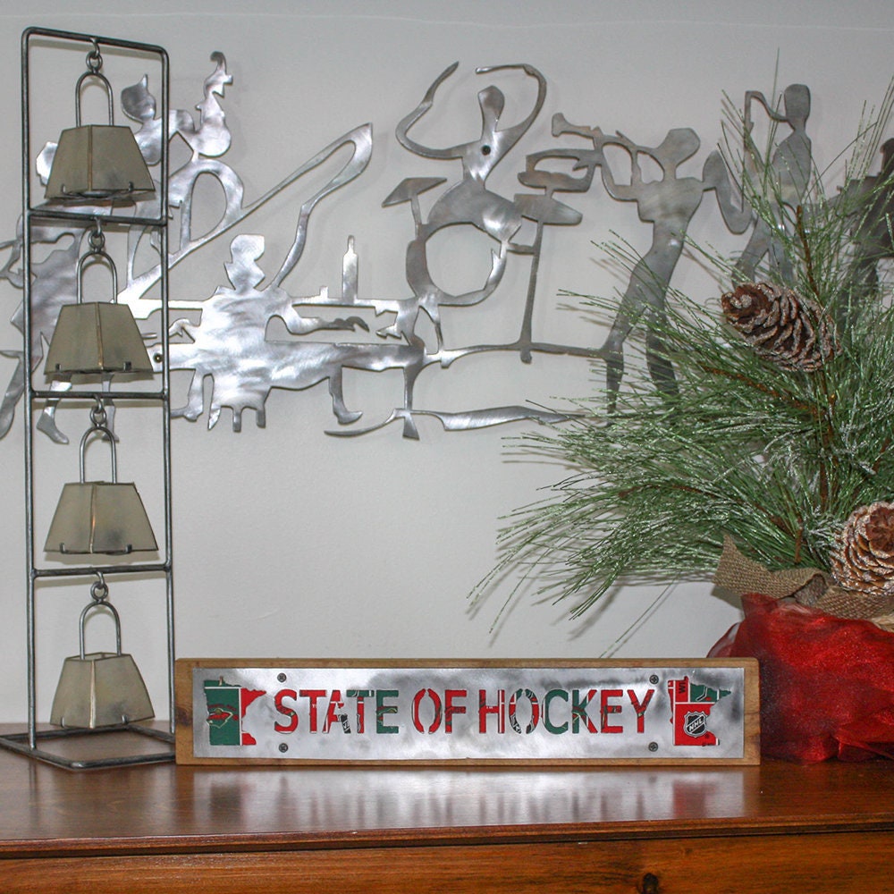 PRICE DROP Minnesota Wild State of Hockey Rustic Large Sign Metal on ...