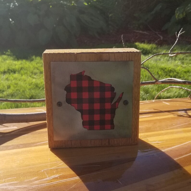 Wisconsin Rustic Small Sign Metal on Wood Northwoods Collection - Etsy