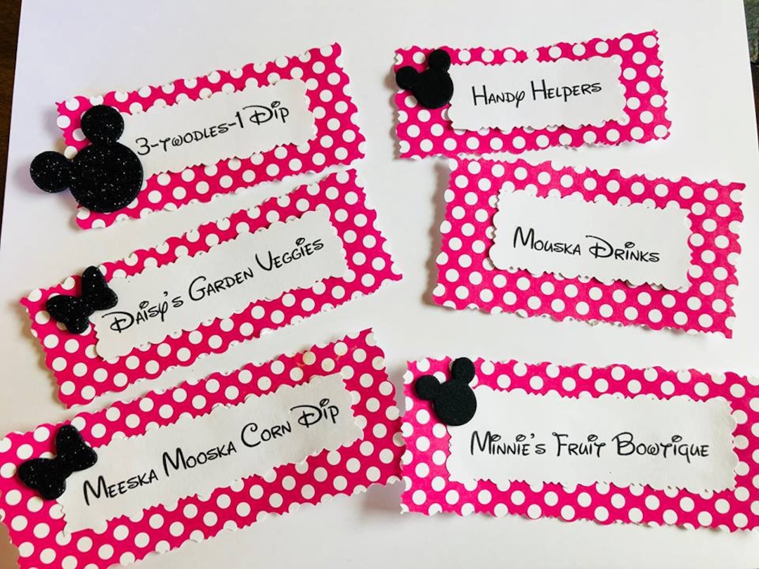 Minnie/mickey Mouse Food Labels - Etsy