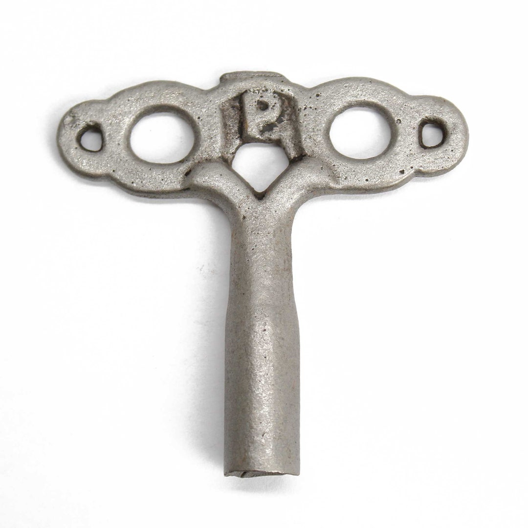 Vintage Clock Wind Key P, Steel Antique Key, Radiator Key, Mixed Media ...