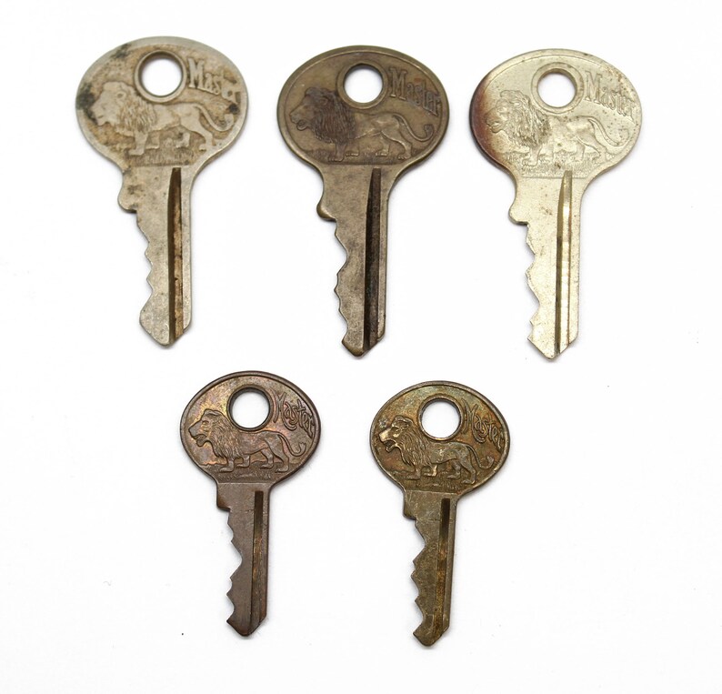 Master Lock Co Keys With Lion Lot of 5 Antique Keys Made in | Etsy