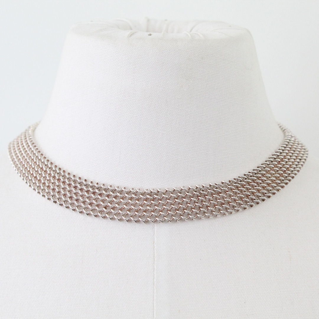 Milor Italy Sterling Silver Woven Wide Chain Necklace - Signed Designer ...