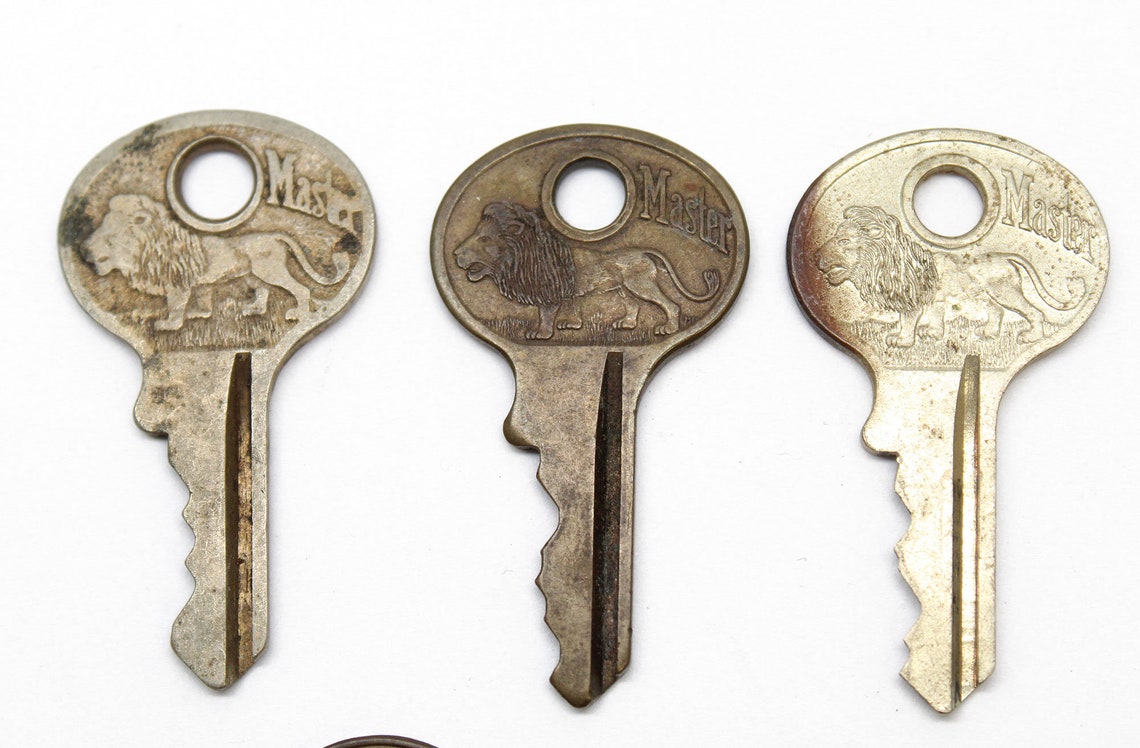 Master Lock Co Keys With Lion Lot of 5 Antique Keys Made in | Etsy