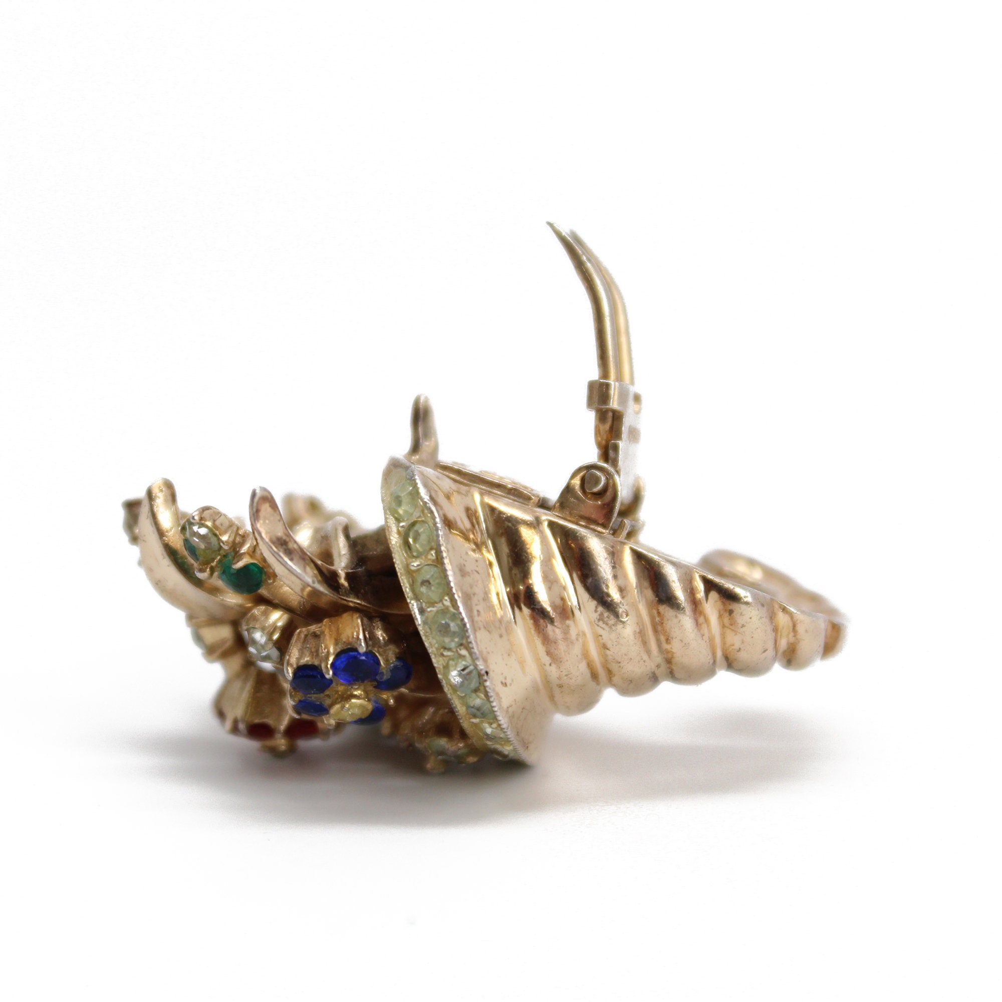 Coro Craft Sterling Gold Vermeil Jeweled Cornucopia Pin Clip - Etsy