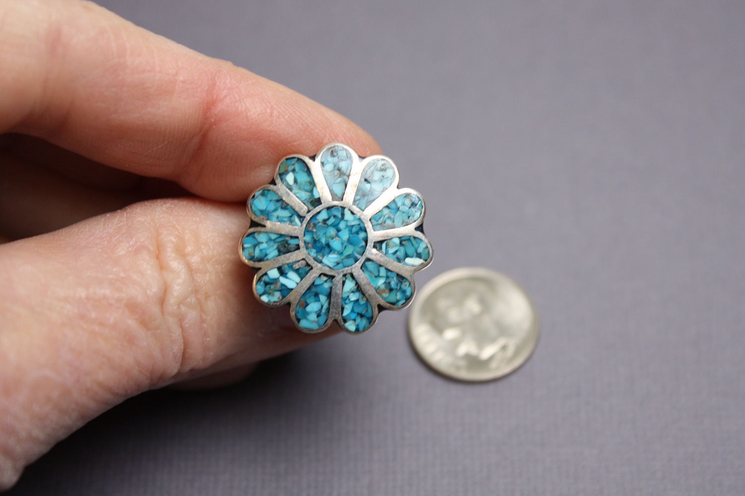 Vintage Turquoise Ring Flower Ring Antique Ring Turquoise | Etsy