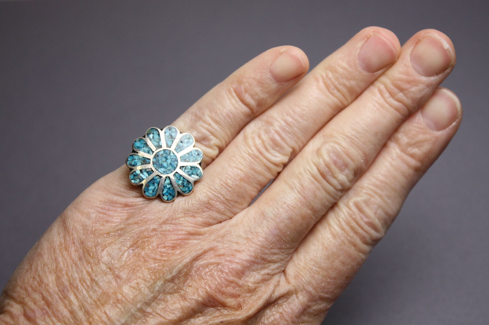 Vintage Turquoise Ring Flower Ring Antique Ring Turquoise | Etsy