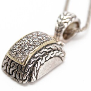 Sterling Silver Rectangular Pendant With Faux Diamonds, Vintage Silver ...