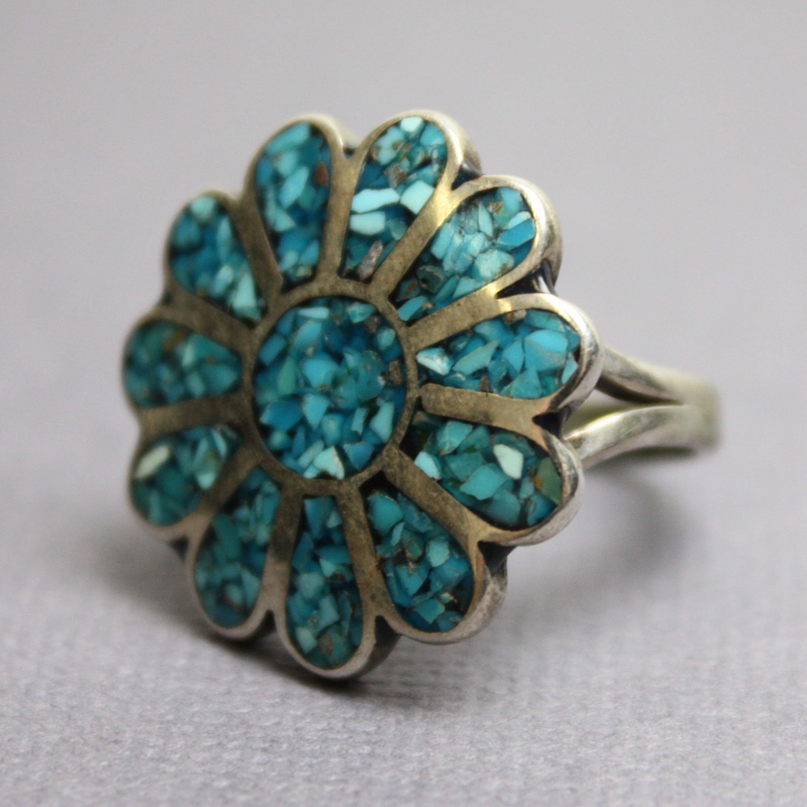 Vintage Turquoise Ring Flower Ring Antique Ring Turquoise | Etsy