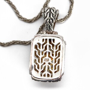 Sterling Silver Rectangular Pendant With Faux Diamonds, Vintage Silver ...