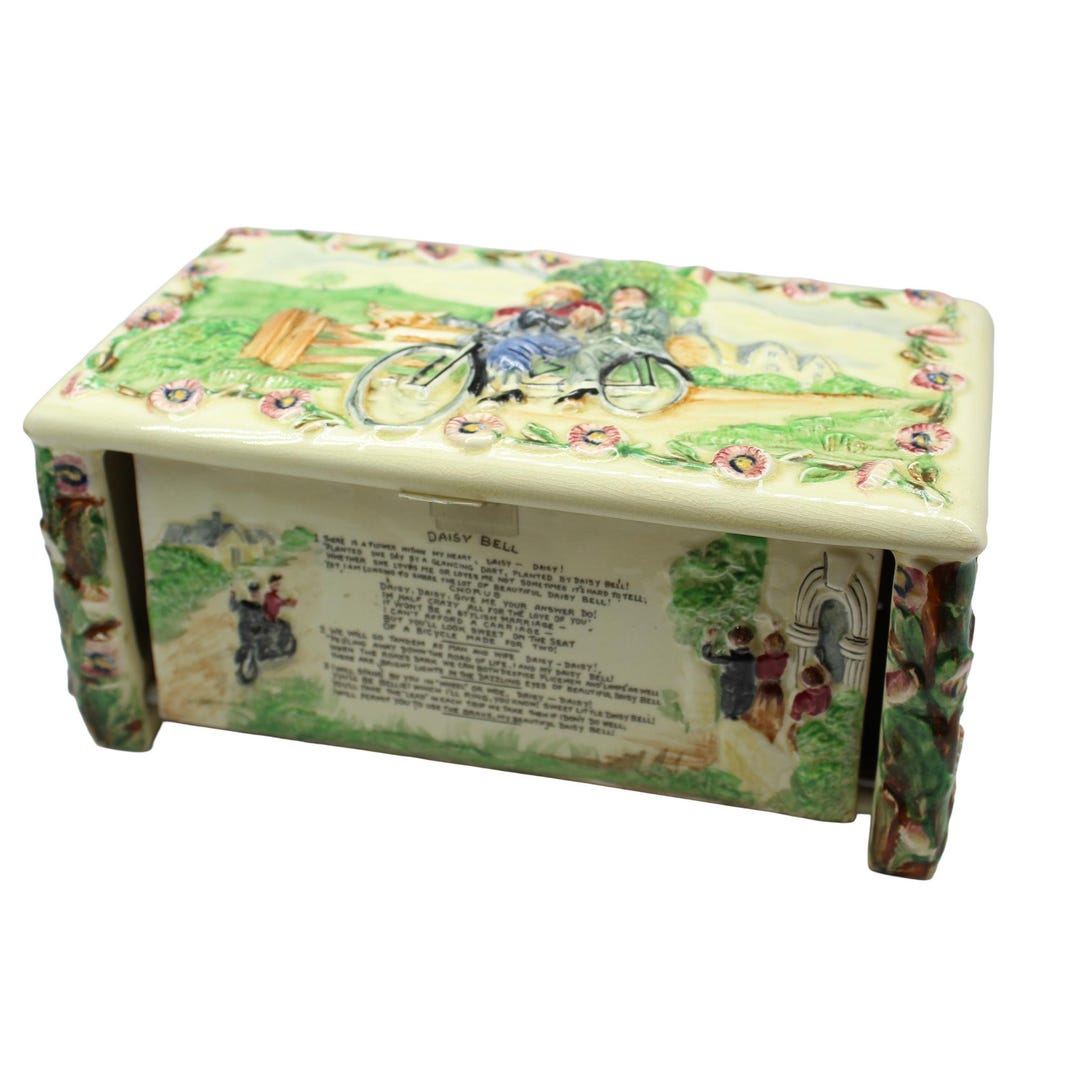Crown Devon Daisy Bell Ceramic Cigarette Box, Vintage 1930s Porcelain ...