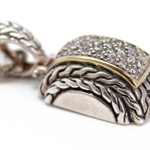 Sterling Silver Rectangular Pendant With Faux Diamonds, Vintage Silver ...