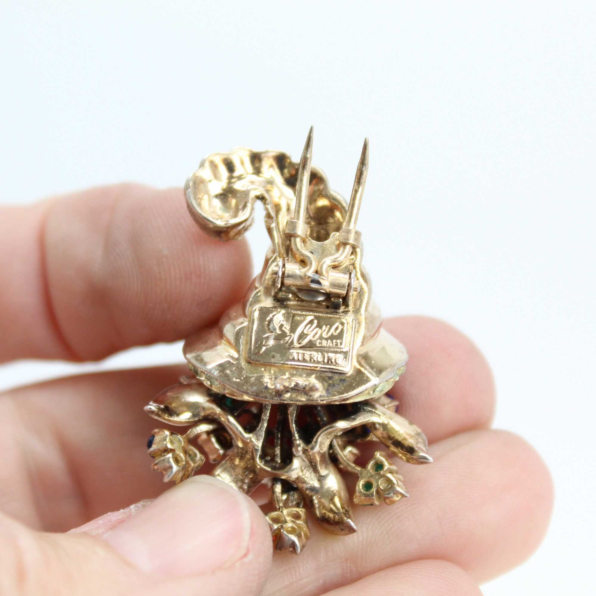 Coro Craft Sterling Gold Vermeil Jeweled Cornucopia Pin Clip - Etsy