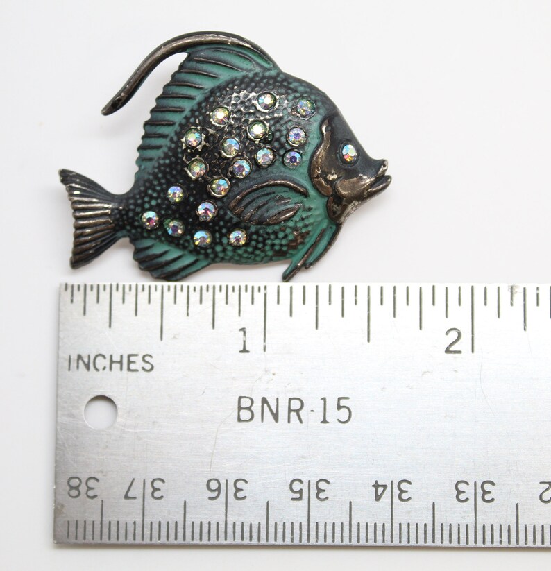 Angel Fish Brooch Copper Green Color Fish Pin Vintage - Etsy