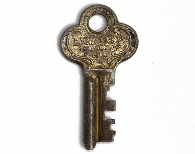Antique Steamer Trunk Key Eagle Lock Co. Cut 56V20, Vintage Key ...