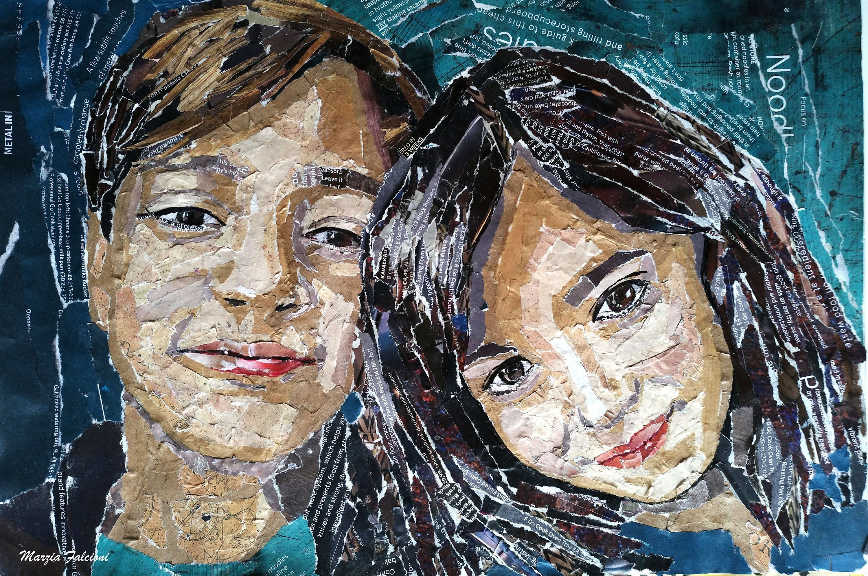 Custom Torn Paper Collage Portrait in A3 of Two People From - Etsy UK