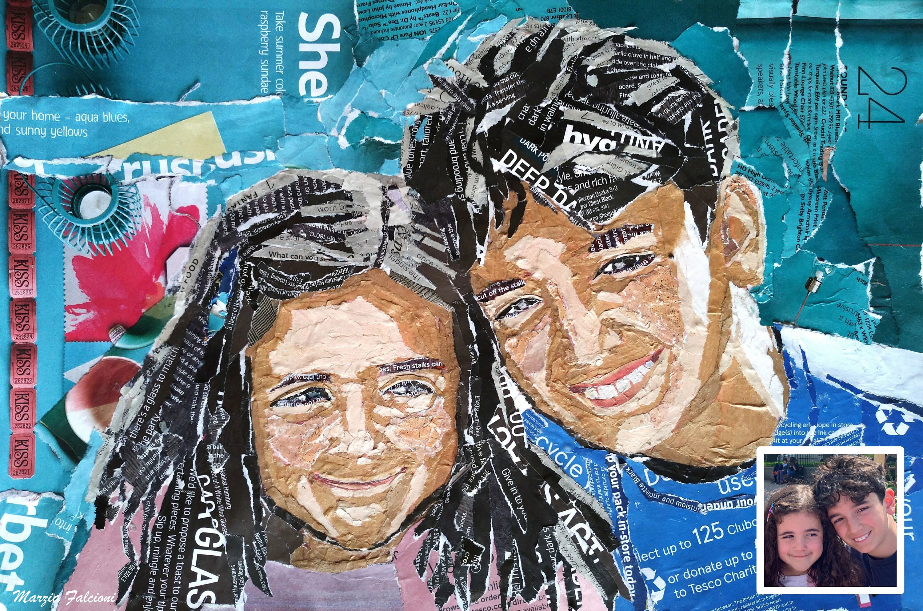 Custom Torn Paper Collage Portrait in A3 of Two People From Photo by ...