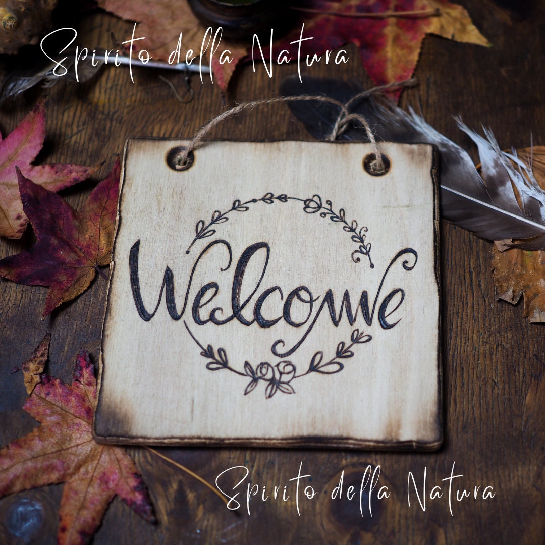 Welcome Wooden Plaque to Hang, Pyrography, Wicca Crafts, Paganism ...