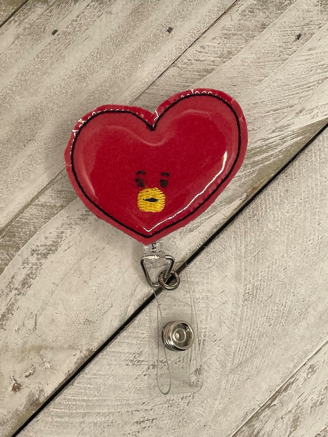 BTS BT21 Tata Heart Inspired Retractable Badge Reel - Etsy