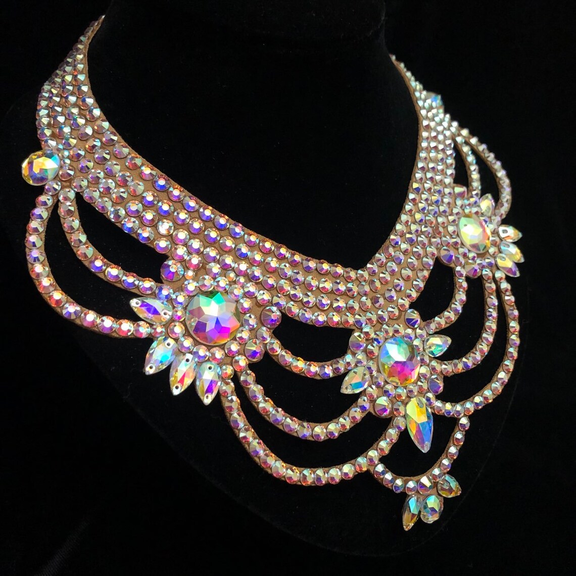 Ballroom Necklace With Preciosa AB Rhinstones, Preciosa Necklase ,latin ...