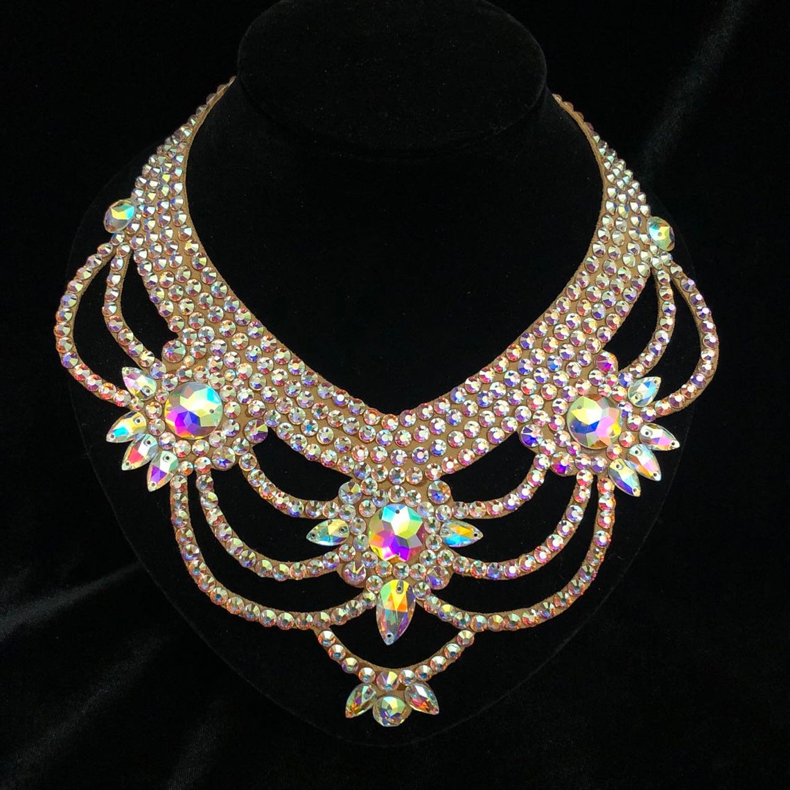 Ballroom Necklace With Preciosa AB Rhinstones, Preciosa Necklase ,latin ...