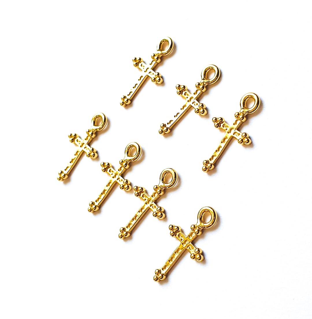 Gold Cross Charm - 1 Piece - Gold Cross Pendant - Dainty Cross Charm ...