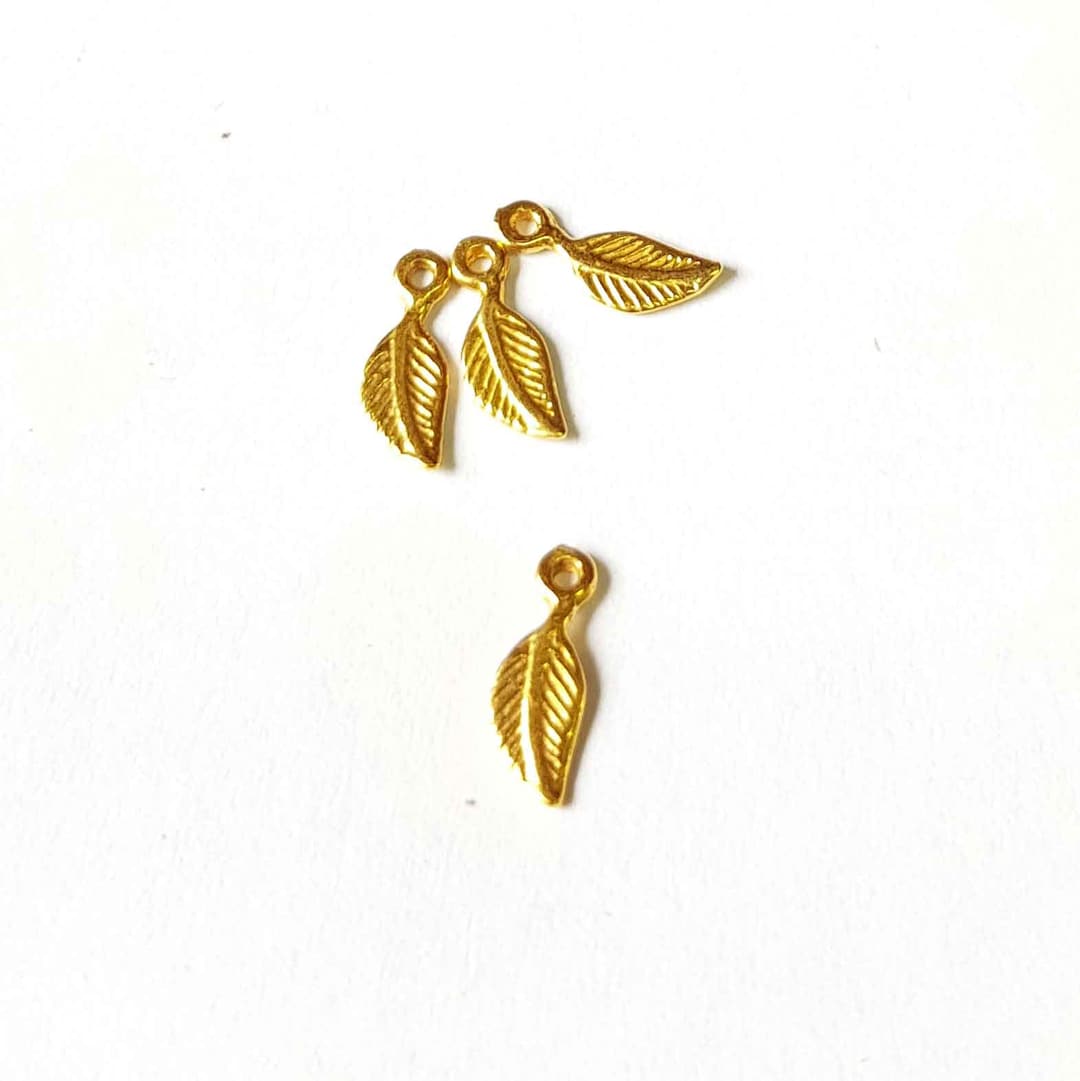 Tiny Gold Filled Leaves - 4 Pcs - Tiny Leaf Charm - Leaf Pendant - Non ...