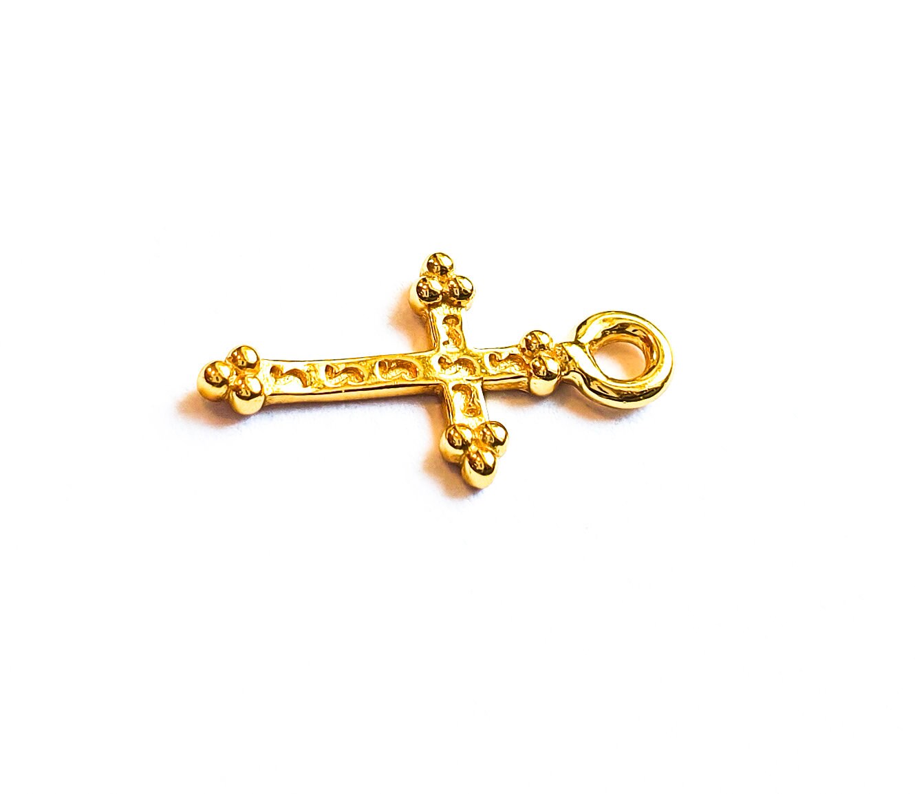 Gold Cross Charm - 1 Piece - Gold Cross Pendant - Dainty Cross Charm ...