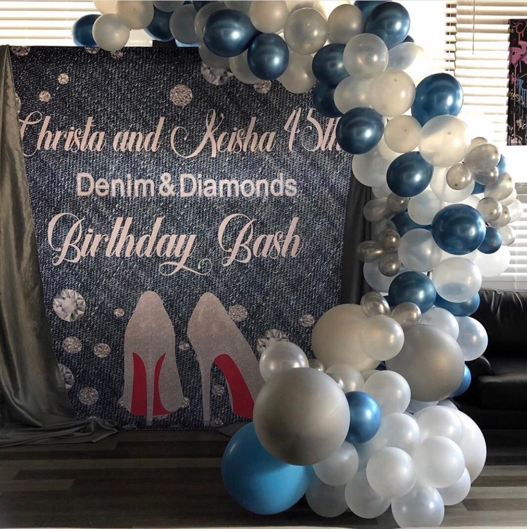 Denim & Diamonds Theme Party Backdrop - Step N Repeat Backdrop for ...