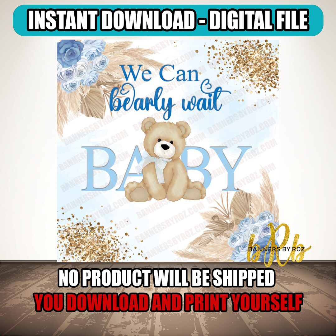 We Can Bearly Wait Backdrop DIGITAL FILE - Instant Download. Bearly ...
