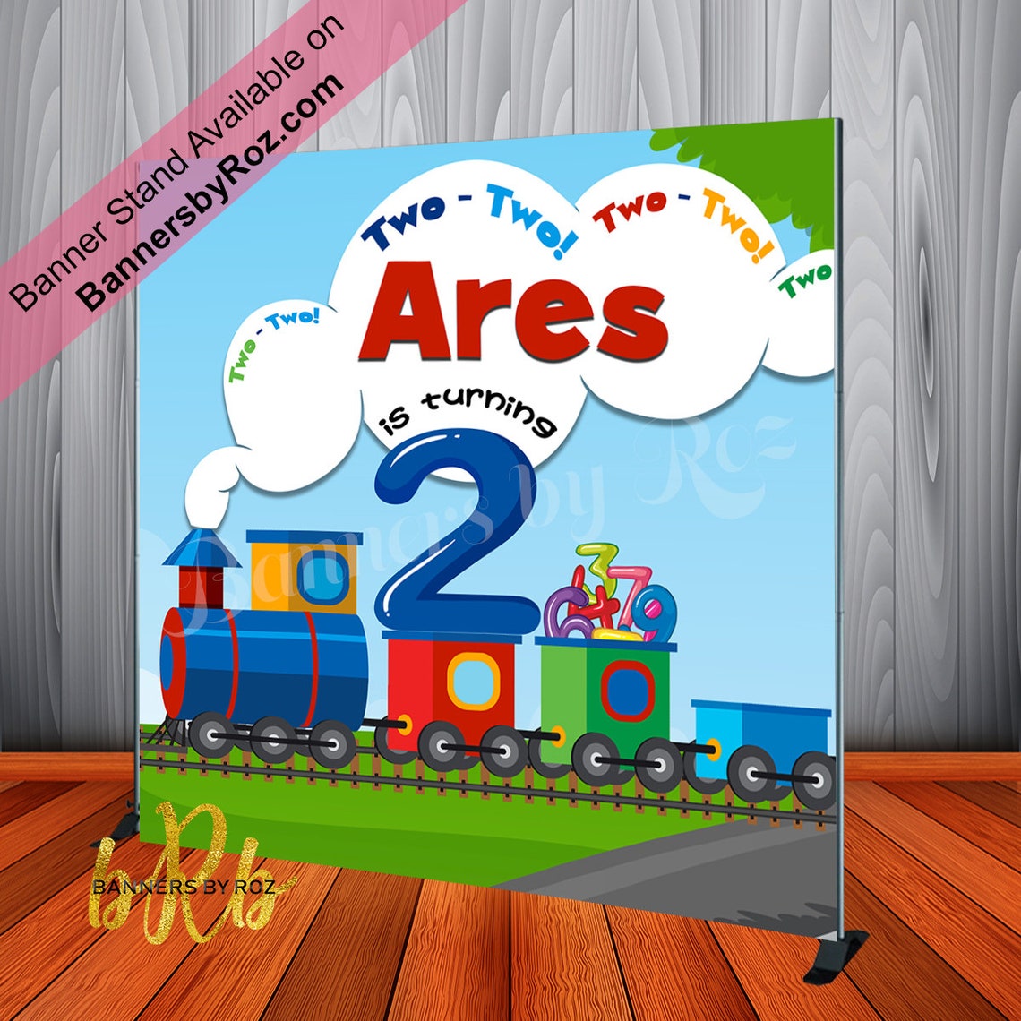 Two Two Train Birthday Party Backdrop Personalized Designed | Etsy
