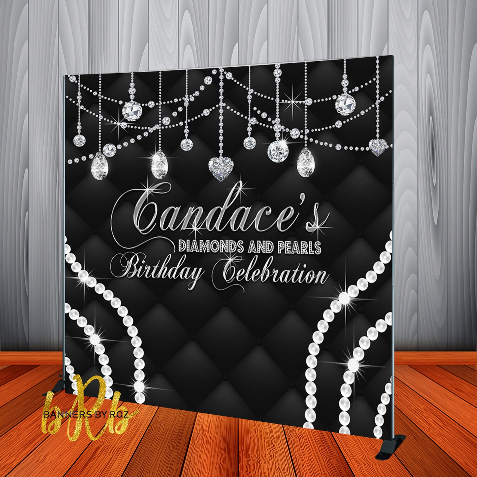 Diamonds and Pearls Backdrop - Step and Repeat - Designed, Printed ...